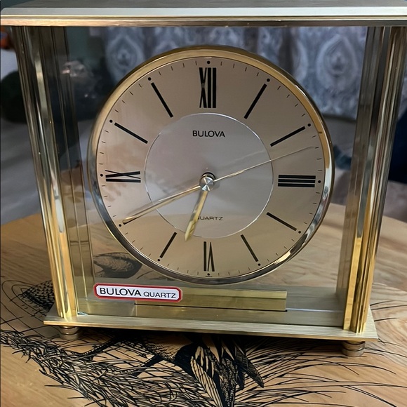 Bulova | Wall Decor | Bulova Gold And Silver Quartz Mantel Clock | Poshmark